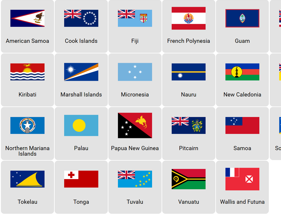 Oceania: Flags Of Countries And Territories - Flag Game - Ekvis.com