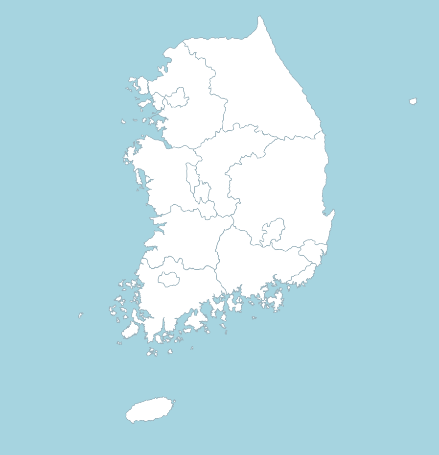South Korea: Provincial-level Divisions - Map Quiz Game - Ekvis.com