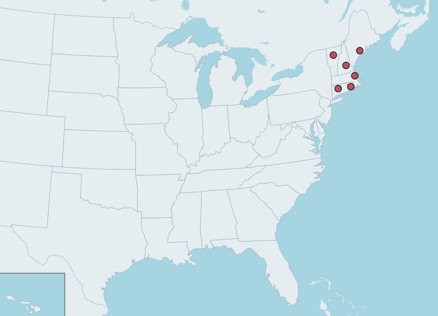US: New England State Capitals - Map Quiz Game - Ekvis.com