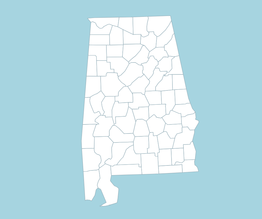 Alabama: Counties - Map Quiz Game - Ekvis.com