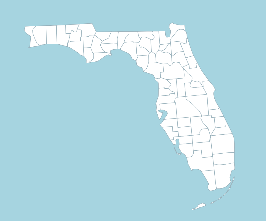 Florida: Counties - Map Quiz Game - Ekvis.com