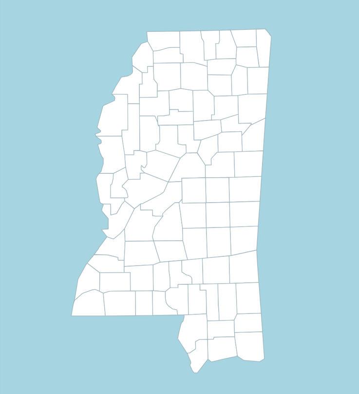 Mississippi: Counties - Map Quiz Game - Ekvis.com