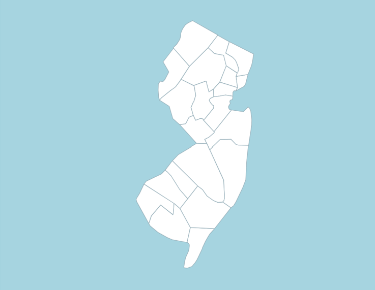 New Jersey: Counties - Map Quiz Game - Ekvis.com