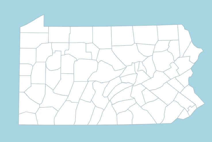 Pennsylvania: Counties - Map Quiz Game - Ekvis.com