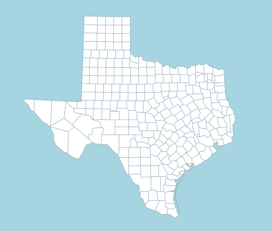 Texas: Counties - Map Quiz Game - Ekvis.com
